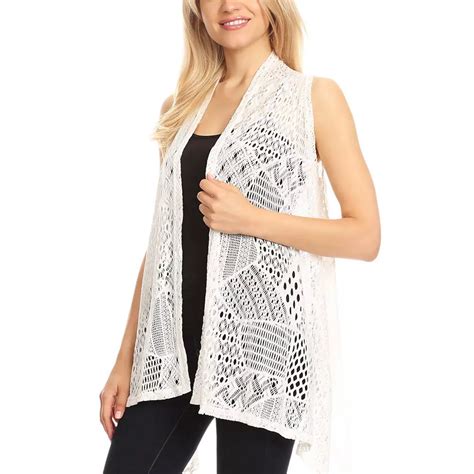 Womens Sleeveless Open Front Crochet Shawl Cardigan Bikini Cover Up