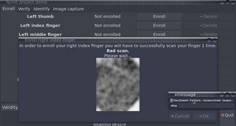 vfs495 validity sensors fprint demo fingerprint gui biometric fedora