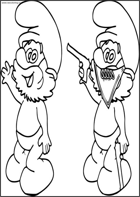 Good Papa Smurf Vs Gang Papa Smurf Free Printable Coloring Page