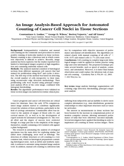 An Image Analysis Based Approach For Automated Counting Of Cancer Cell Nuclei In Tissue Sections