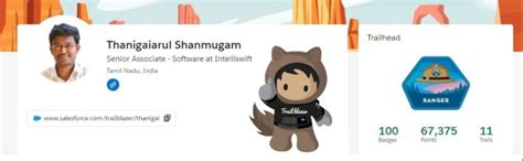 Thanigaiarul Shanmugam On Linkedin Trailheadranger Learningjourney Trailblazer Salesforce
