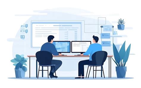 Premium Photo Team Writes Code Programming For App Or Website Flat Design