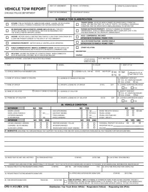 Fillable Online VEHICLE TOW REPORT Fax Email Print PdfFiller