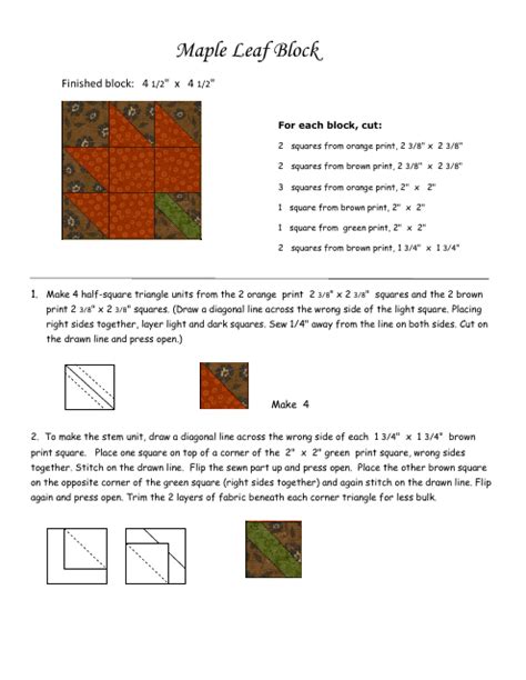 Maple Leaf Quilt Block Pattern Kathleen Tracy Download Printable Pdf Templateroller