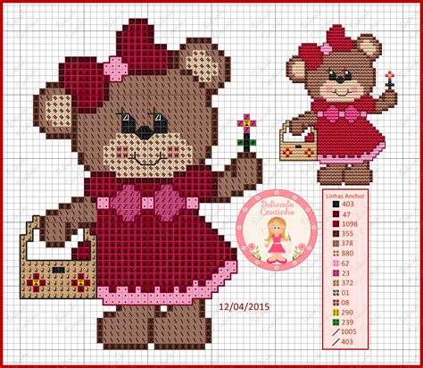 Pin De Delicado Cantinho Em Graficos Ponto Cruz Ursinhos Flores Em