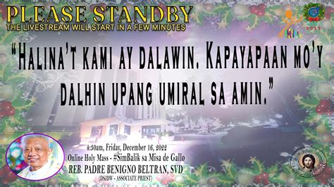 Live Now 4 30am Misa De Gallo Pagdiriwang Ng Banal Na Misa Sa