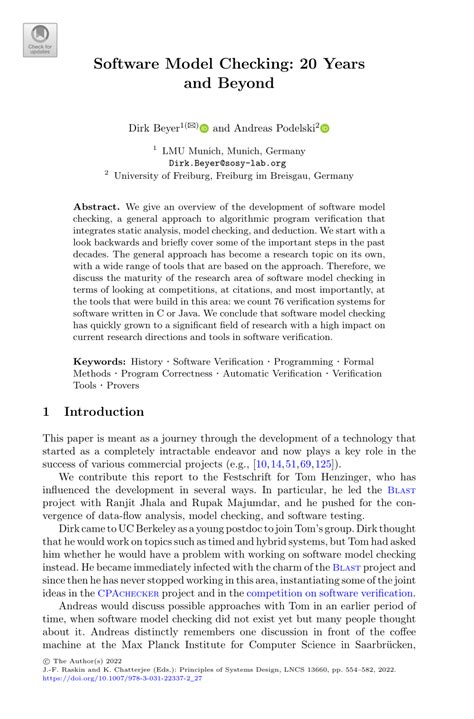 Pdf Software Model Checking 20 Years And Beyond
