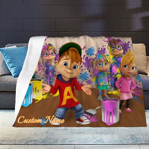 Christmas Gift Alvin And The Chipmunks Blanket Custom Name Etsy