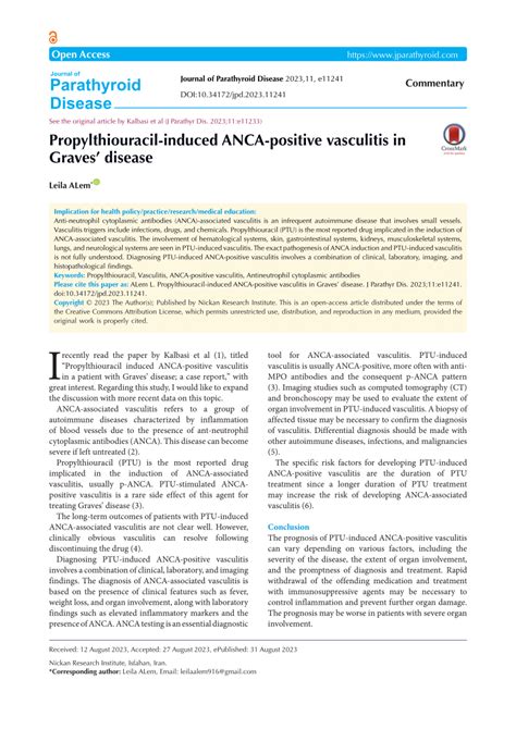 Pdf Propylthiouracil Induced Anca Positive Vasculitis In Graves Disease