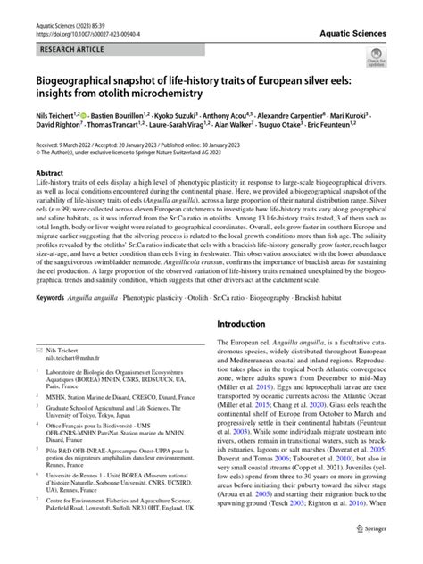 biogeographical snapshot of life history traits of european silver eels