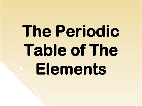 Periodic Table Of Elements Structure Properties