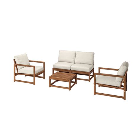 NÄmmarÖ 4 Seat Conversation Set Outdoor Light Brown Stained Frösön