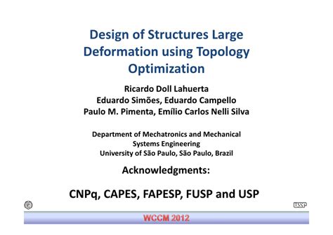 Pdf Design Of Structures Large Deformation Using Topology Optimization
