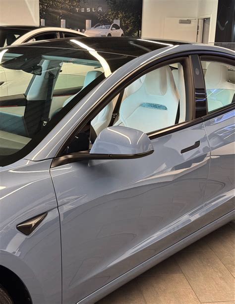 No Black Headliner Yet On This New Frost Blue Model 3 Performance