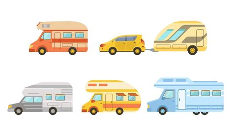 Collection Of Camper Trailers Set Trailering Camping Outdoor