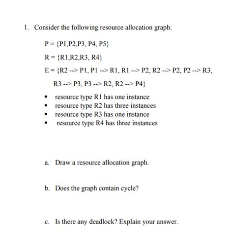solved 1 consider the following resource allocation graph