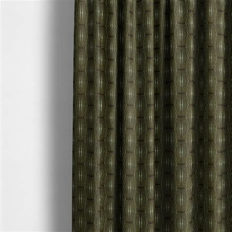 Kyoto Argyle Geometric Pattern Velvet Fabric In Green Colour Curtains