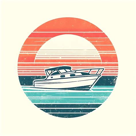 Diseño de camiseta con silueta de un barco al atardecer Foto Premium