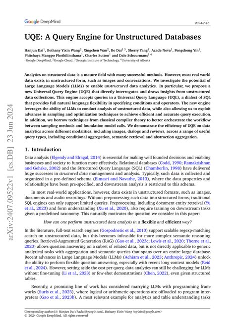 Pdf Uqe A Query Engine For Unstructured Databases