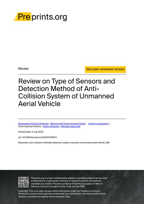 PDF Review On Type Of Sensors And Detection Method Of An Ti Collision