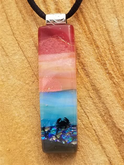 Sunset Ocean Beach Scenic Dichroic Pendant Landscape Scene Pendant
