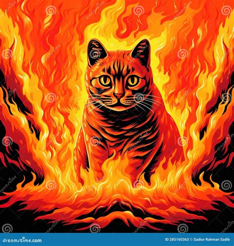 Cat On Fire Angry Catr Meme Stock Illustration Illustration Of