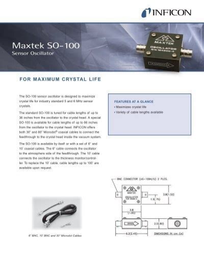 Maxtek So 100 Sensor Oscillator Brochure