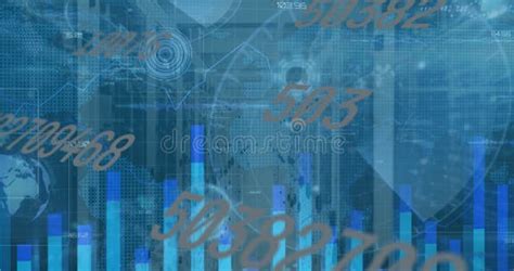 Image Of Data Processing With Graphs And Charts On Interface Over Computer Server Room Stock