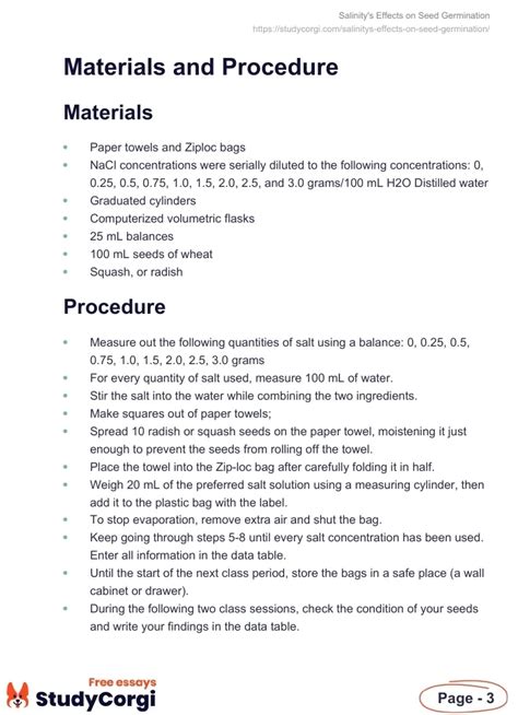 Salinitys Effects On Seed Germination Free Essay Example