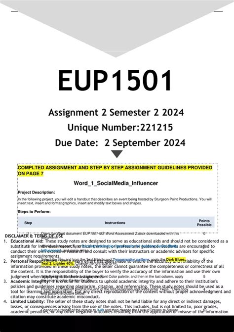 Eup1501 Assignment 2 Answers Semester 2 2024 Distinction Guaranteed Eup1501 Assignment 2 Answers Semester 2 2024 Distinction Guaranteed