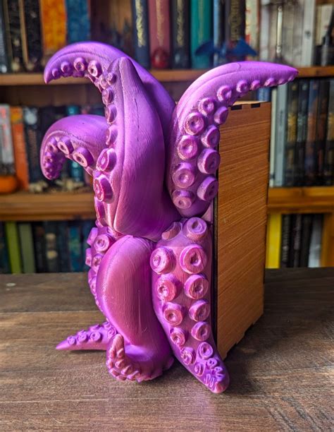 Kraken Book Nook Pink Purple Colourshift Shelf Insert Display With Wooden Box Geek And Artsy