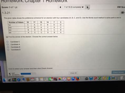 Solved The Given Table Shows The Preference Schedule For An