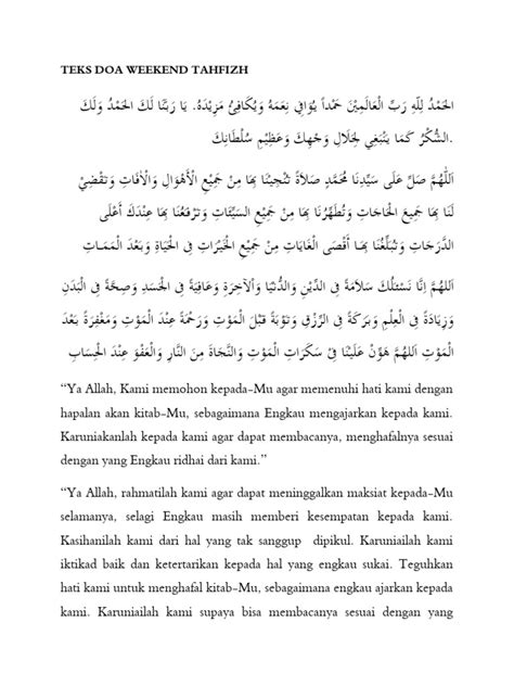 Teks Doa Weekend Tahfizh 22 Pdf