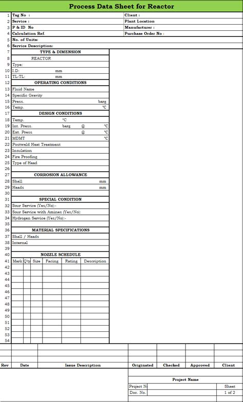 Blank Process Datasheet For Reactor Download