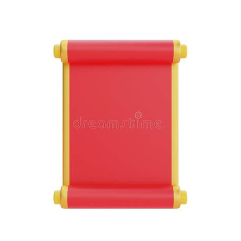 3d Red Ancient Scroll Isolated Decoration For Chinese New Year