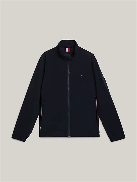 adaptive funnel neck zip thru jacket blue tommy hilfiger