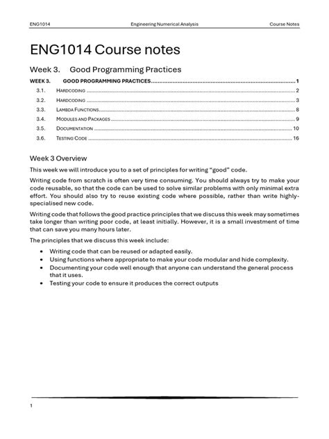 W3 Good Programming Practices Course Notes Pdf Parameter Computer Programming