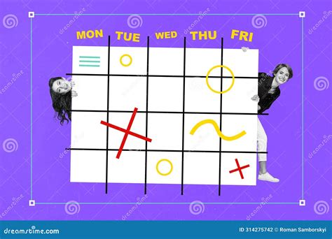 Creative Drawing Collage Picture Of Two Funny Girls Month Working