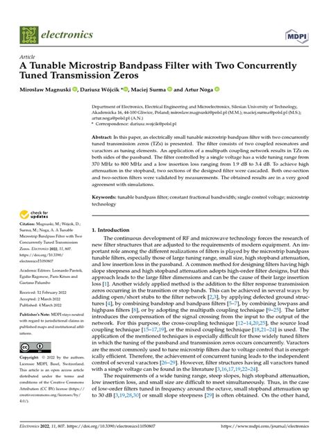 A Tunable Microstrip Bandpass Pdf Electronic Filter Bandwidth
