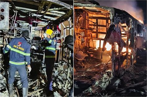 25 Dead 8 Injured After Bus Catches Fire In Western India The