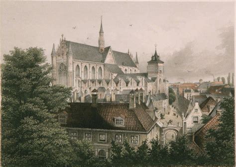 LEIDEN Hooglandsche Kerk J L Terwen 1858 Antieke Staalgravure Prent Hart