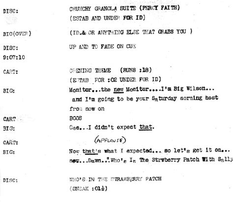 Program Logs Routine Sheets And Scripts The Monitor Tribute Pages