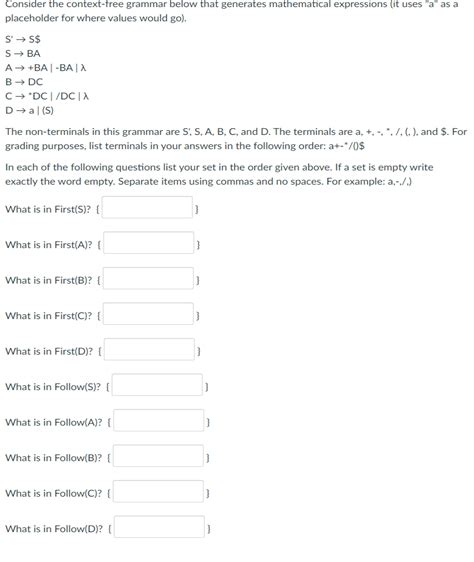 Solved Consider The Context Free Grammar Below That Chegg
