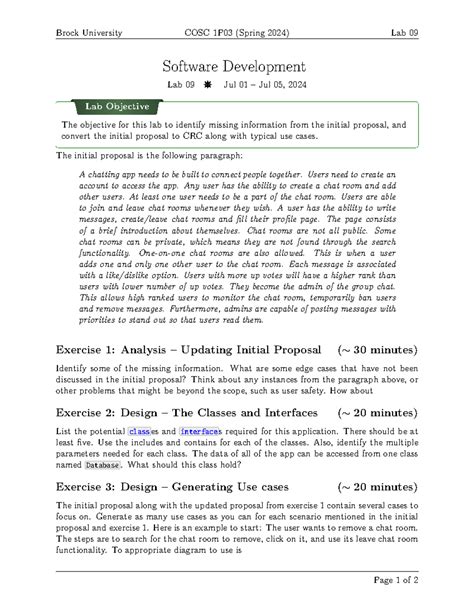Lab09 Instructions Lab Exercise Brock University COSC 1P03 Spring