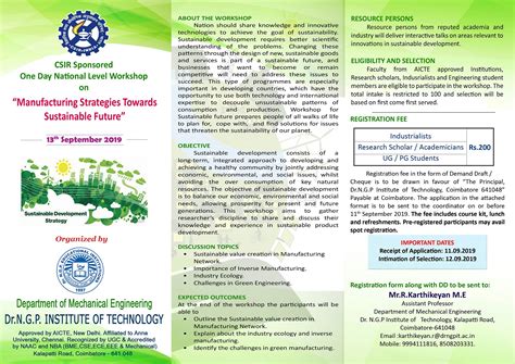 CSIR Sponsored One Day National Level Workshop On Manufacturing