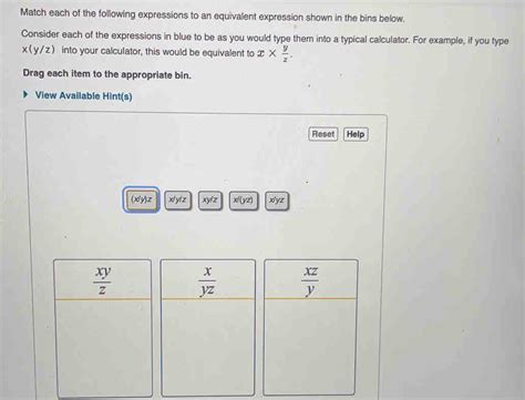 Match Each Of The Following Expressions To An Equivalent Expression