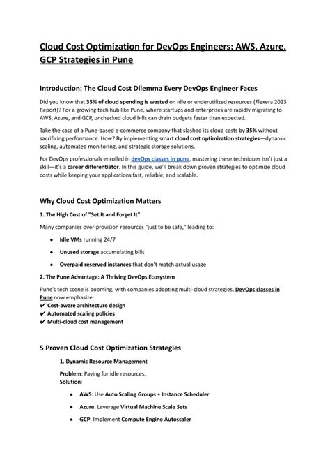 ppt cloud cost optimization for devops engineers aws azure gcp