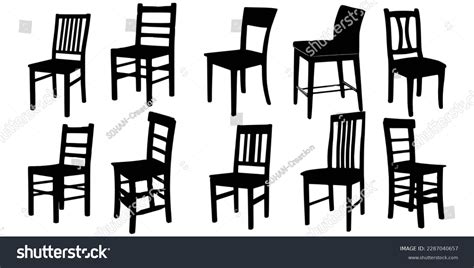Ten Wooden Chairs Silhouette Vector Chair Stock Vector Royalty Free