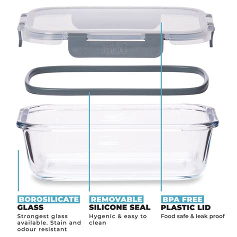 Glass Containers With Snap Lock Lids 1050ml 3 Pack