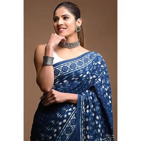 Indigo Booty Cotton Mulmul Saree At Rs 139000 कॉटन मुलमुल साड़ी